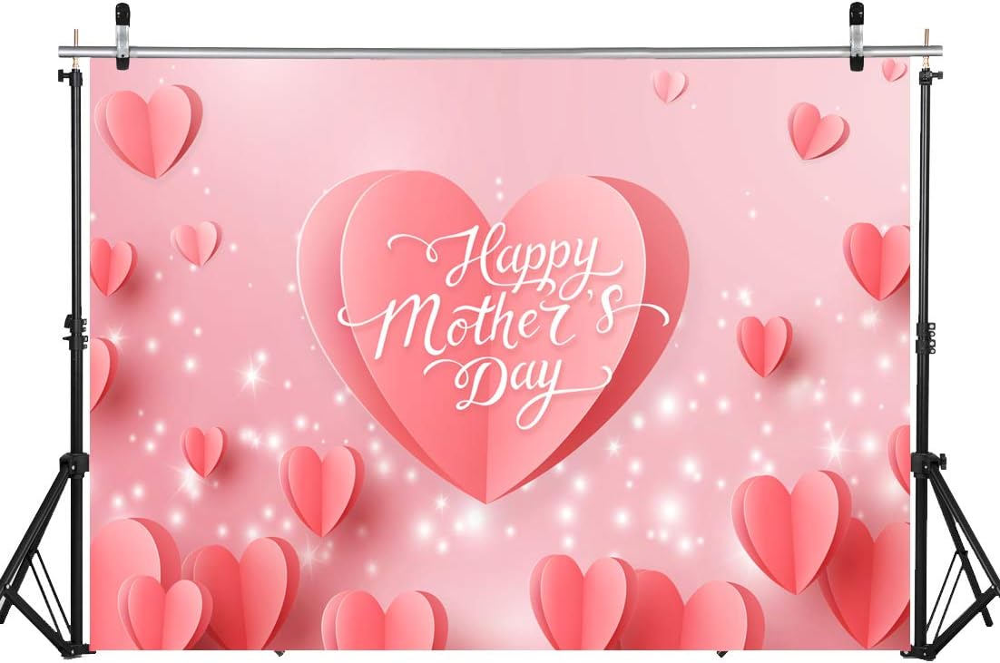 Amazon.com : WOLADA 7x5FT Happy Mothers Day Photography Backdrop Pink Origami Love Mother's Day ...