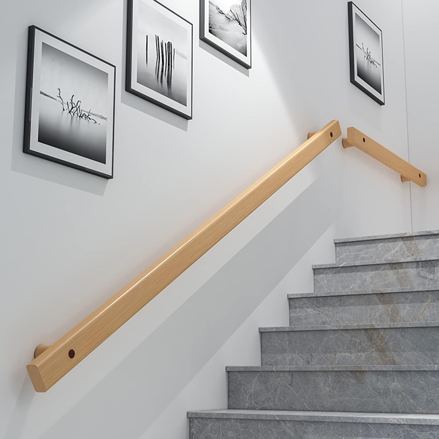 Handrails for Indoor Stairs, Wooden Stair Railing Hand Grips 2 4 6 10 ...