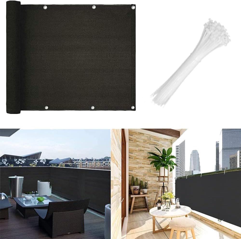 3 x 16.4 ft Balcony Privacy Screen Cover Fence Mesh Windscreen Shade ...