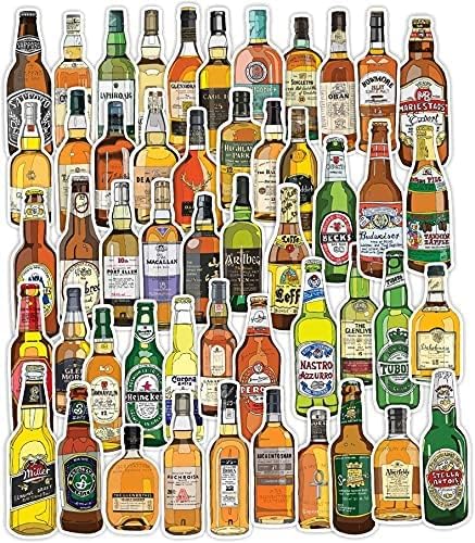 Amazon.com: Beer Stickers,Wine Bottle Stickers,Whiskey Stickers,50 PCS ...