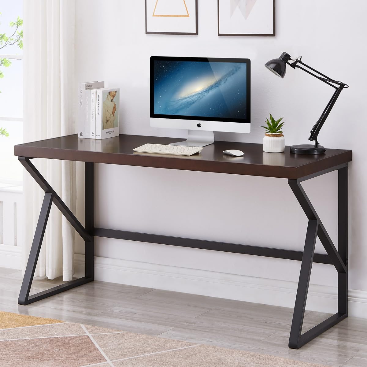 Amazon.com: FurniChoi Solid Wood Computer Desk, Industrial Natural Wood ...
