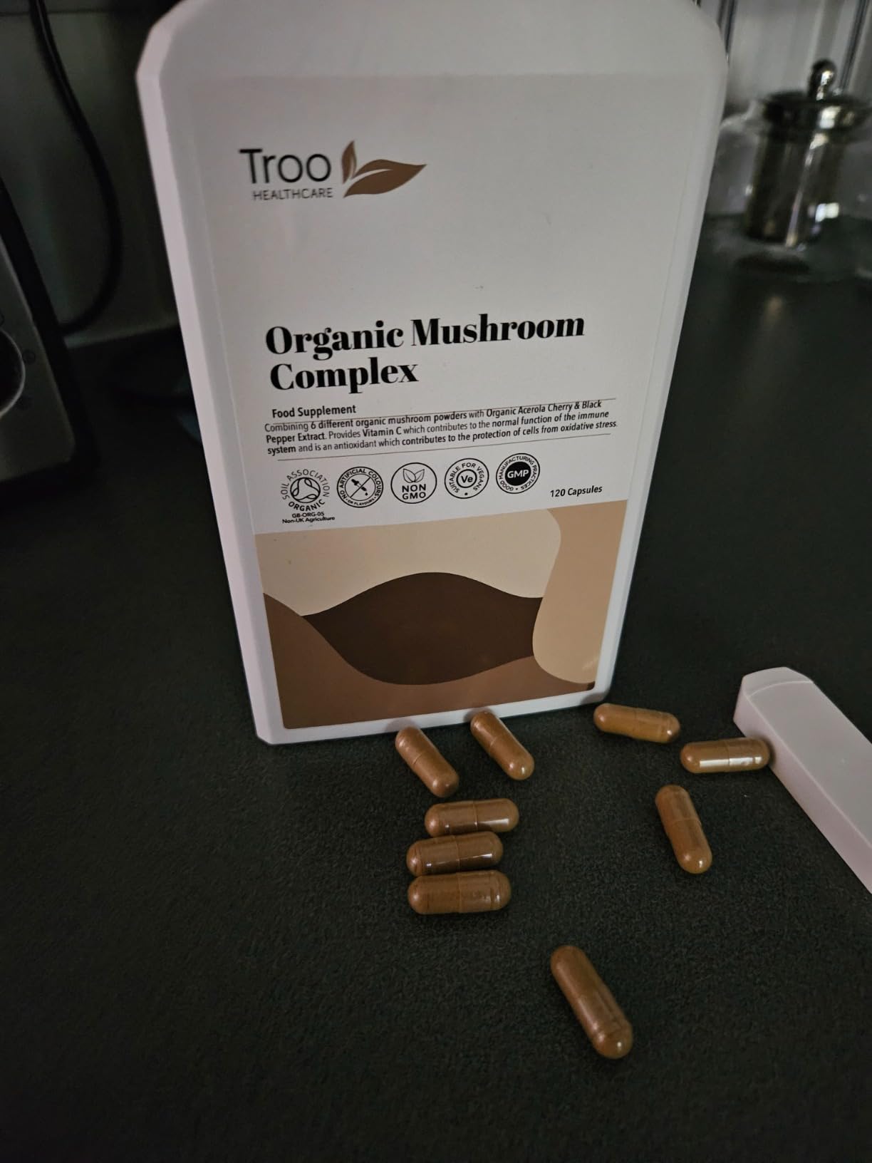 Organic Mushroom Complex 120 Capsules - 6 Shrooms with Organic Acerola ...