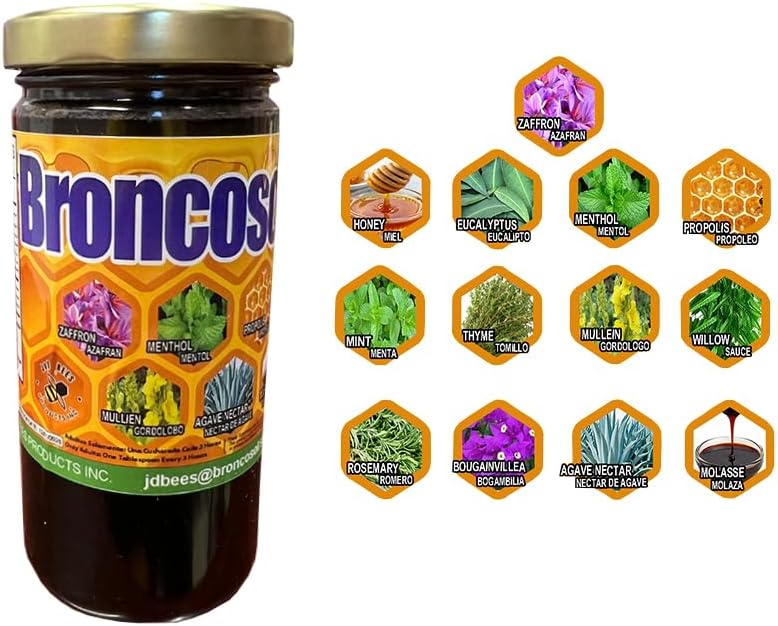 Amazon.com : BRONCOSOL PLUS - honey with Zaffron, Eucalyptus, Mint and ...
