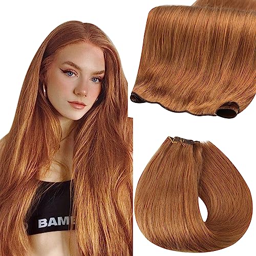 Amazon.com : Fshine Genius Weft Sew in Human Hair Extensions Copper ...
