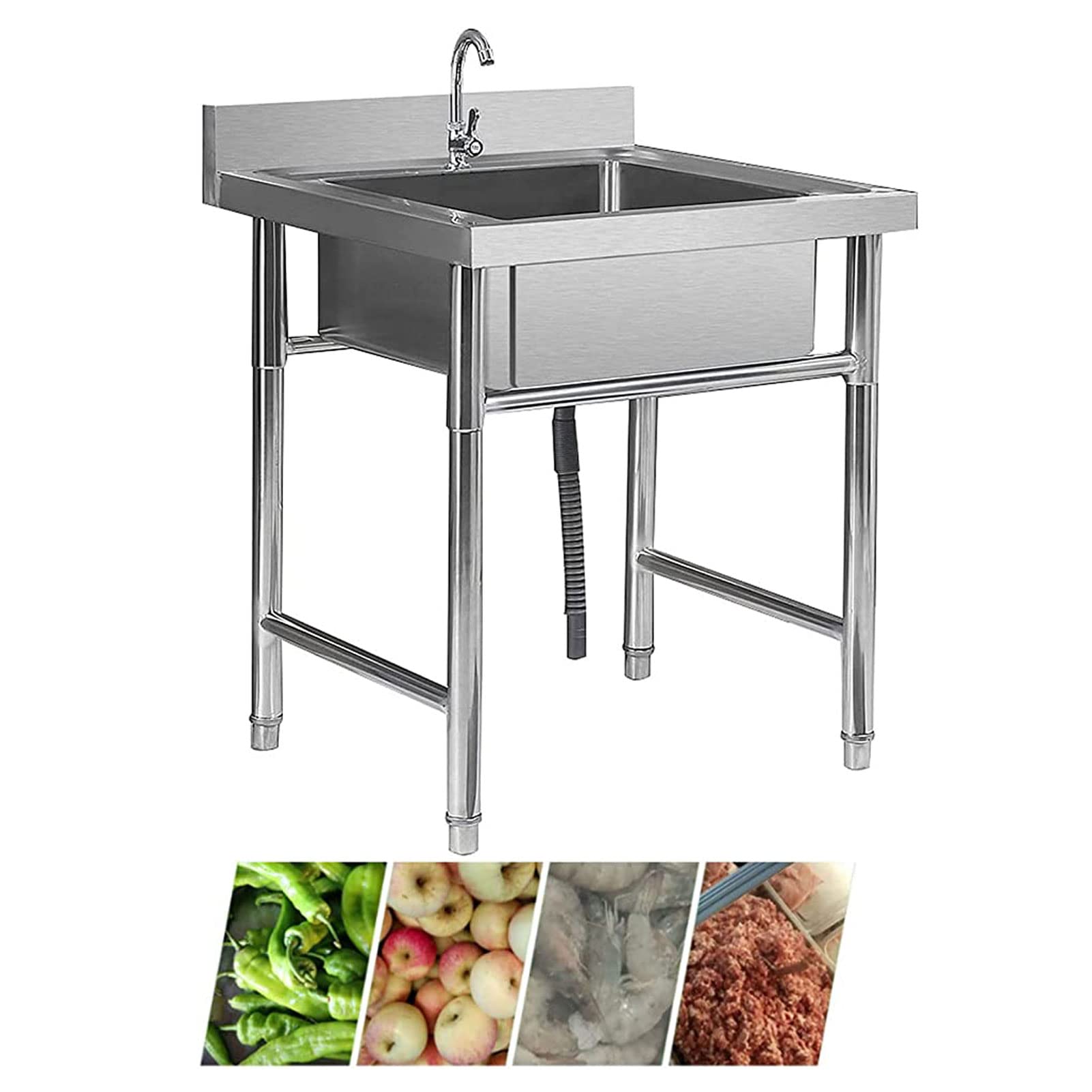 Buy HAPPLiGNLY Stainless Steel Kitchen Sink, Free Standing Utility Sink ...