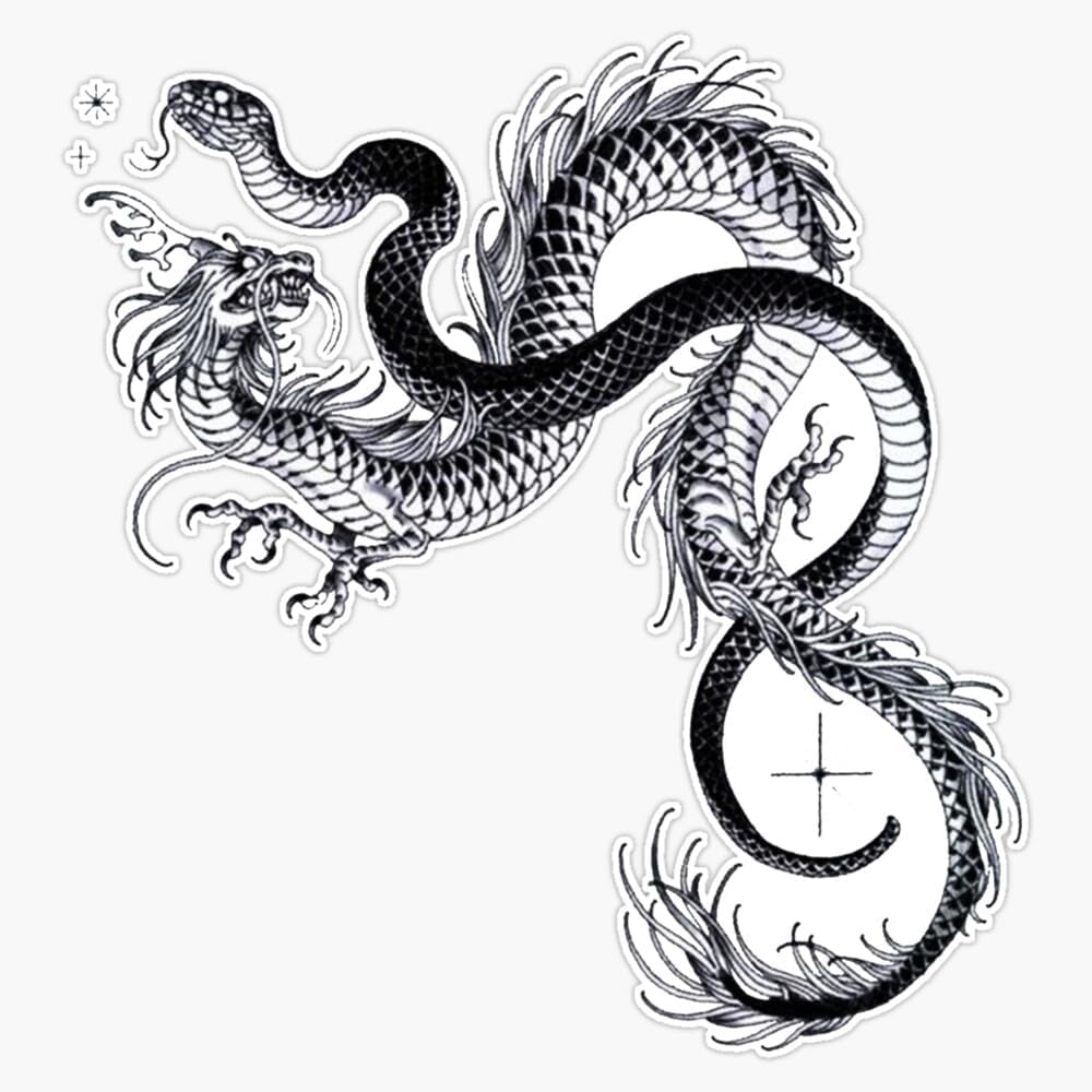 Amazon.com: Traditional Japanese Dragon And Serpent Tattoo Sticker ...