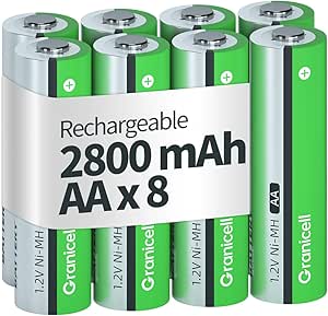 Amazon.com: Granicell AA Rechargeable Batteries 2800 mAh High Capacity 1300 Cycle,1.2V NiMH Low ...