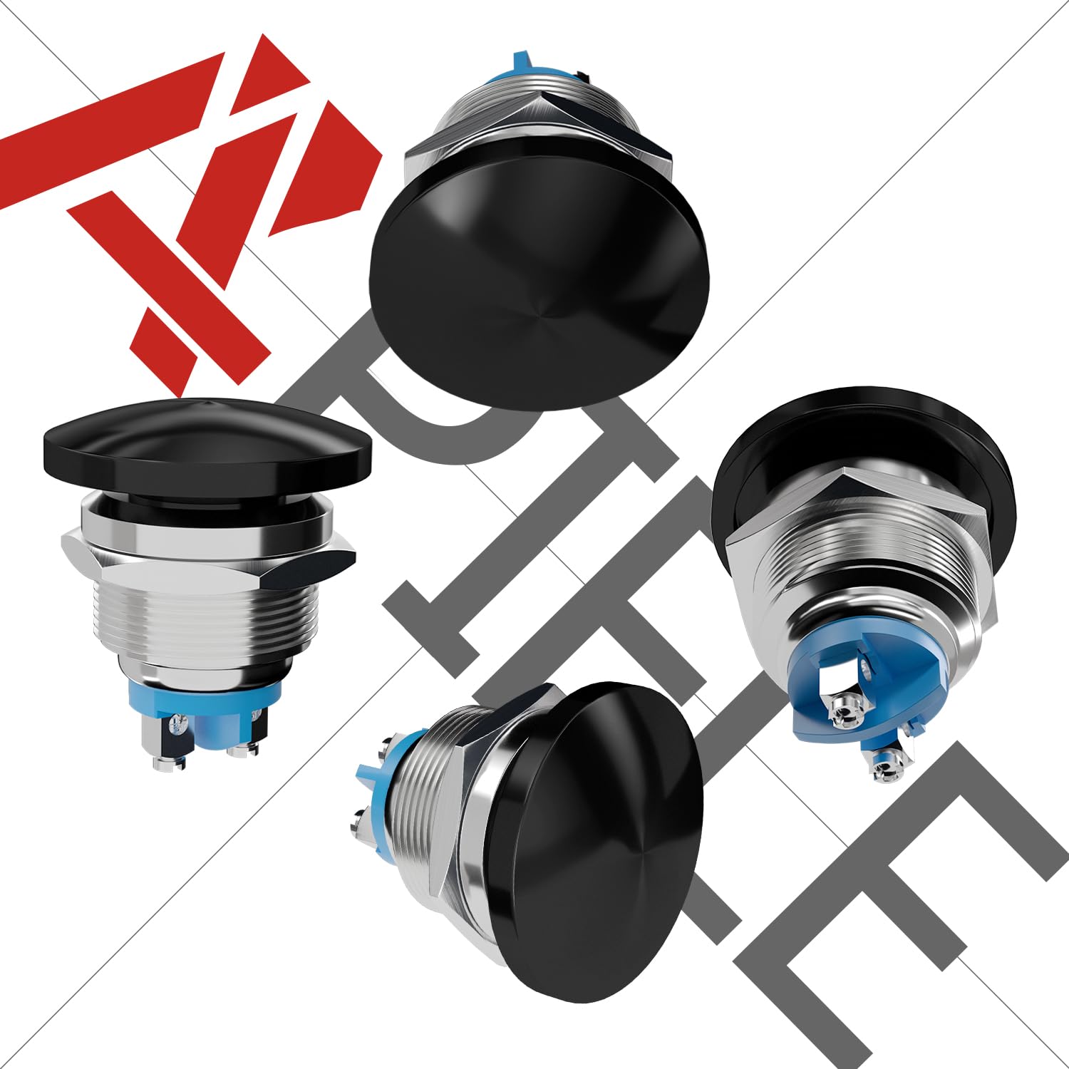 Snapklik.com : APIELE 22MM Momentary Push Button Switch Mushroom Head ...
