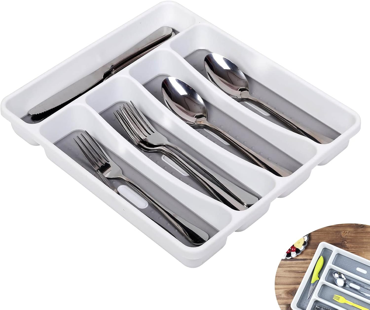 Amazon.com - ESUNAITOP Mini Silverware Tray, 5-Compartment Utensil ...