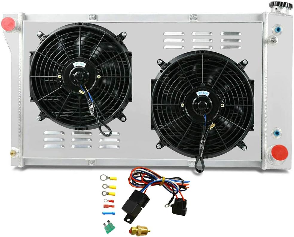Amazon.com: ALLOYWORKS 3 Row All Aluminum Radiator + 2X12" Fan Shroud + Relay for 1967-1972 ...