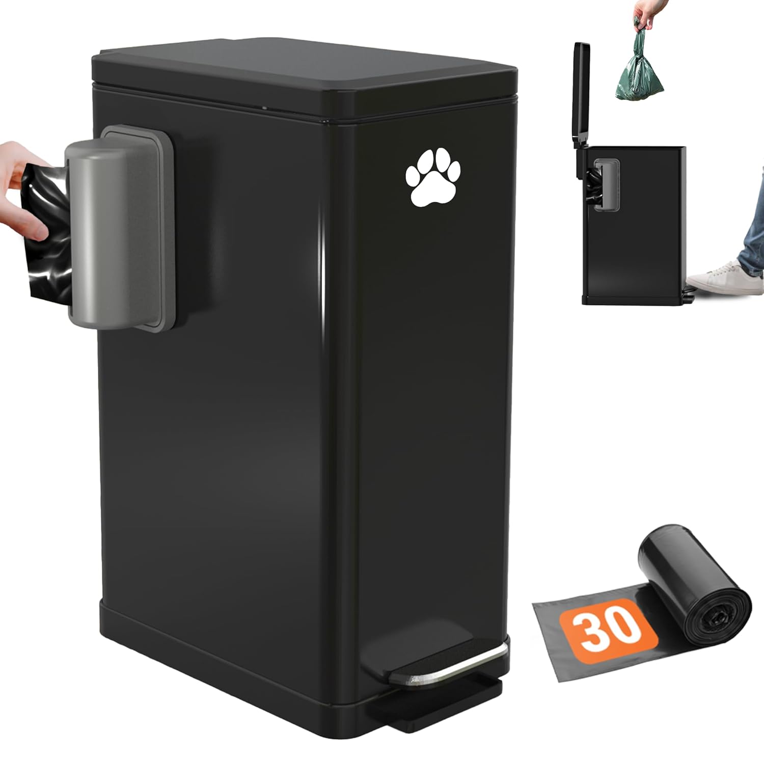Amazon.com: Large Dog Poop Trash Can Outside, 3.2 Gal Metal Dog Waste ...