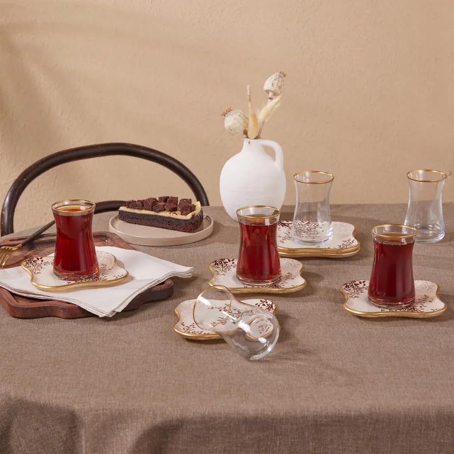 Snapklik.com : KARACA Leaf Tea Set For 6 People - 6 Turkish Tea Cups ...