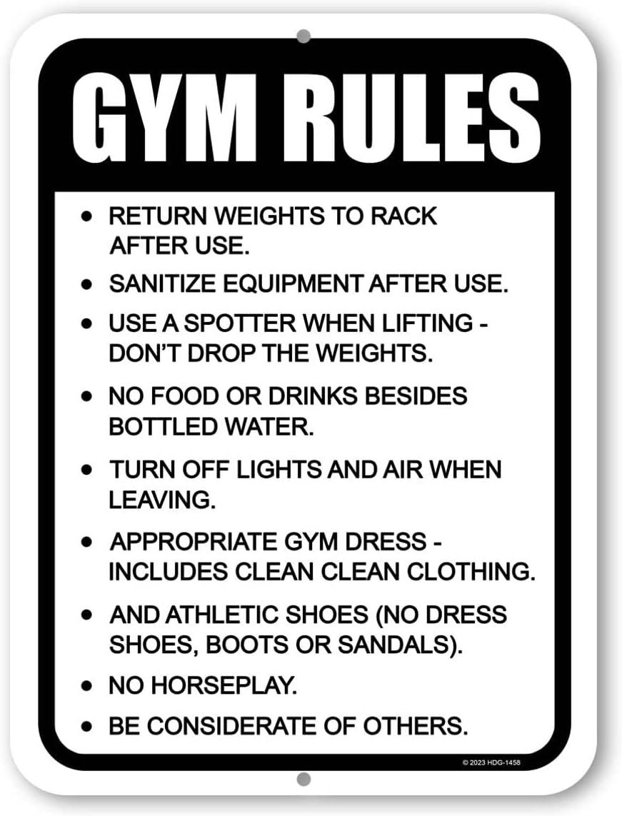 Amazon.com: Honey Dew Gifts, Gym Rules, 9 inch by 12 inch, Made in USA ...