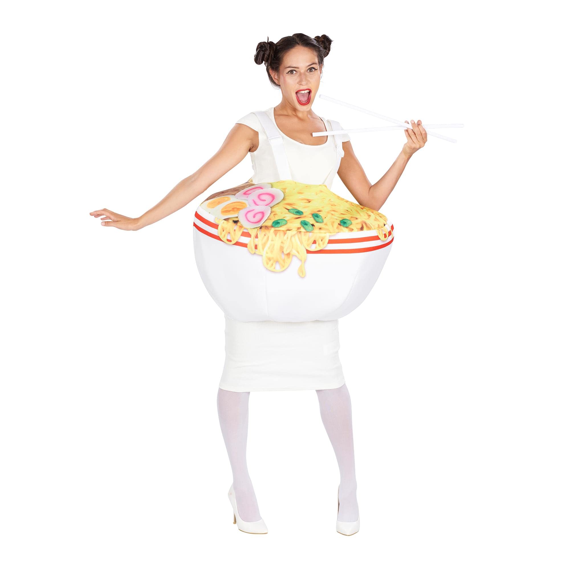 Amazon.com: Ramen Bowl & Chopsticks Adult Costume | One Size White ...