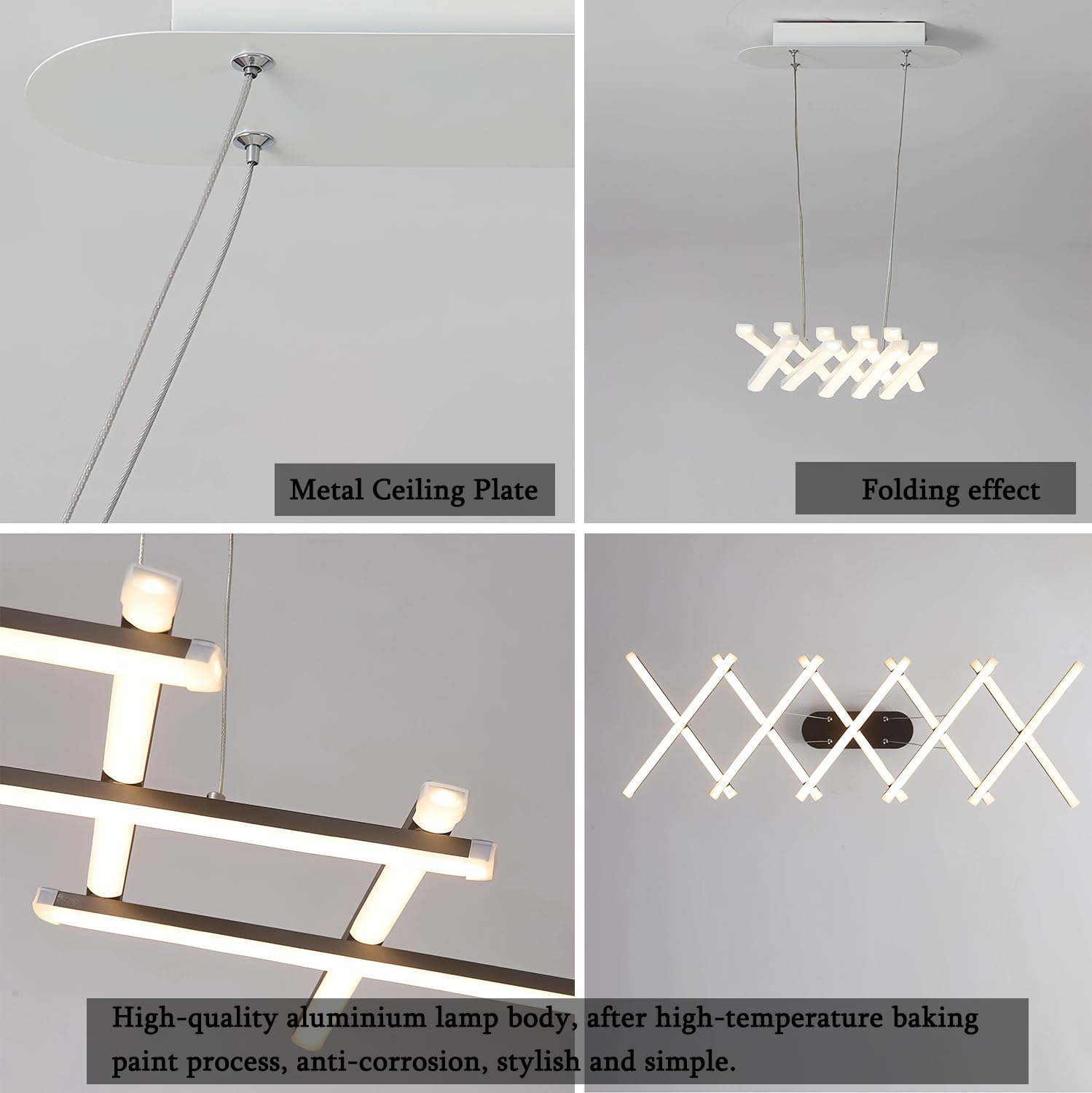 Retractable Pendant Light Classic Hanging Lamp Black 5 Light