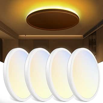 Zemty 12 Inch LED Ceiling Light With Night Light 1800K, 4 Pack 3000K ...