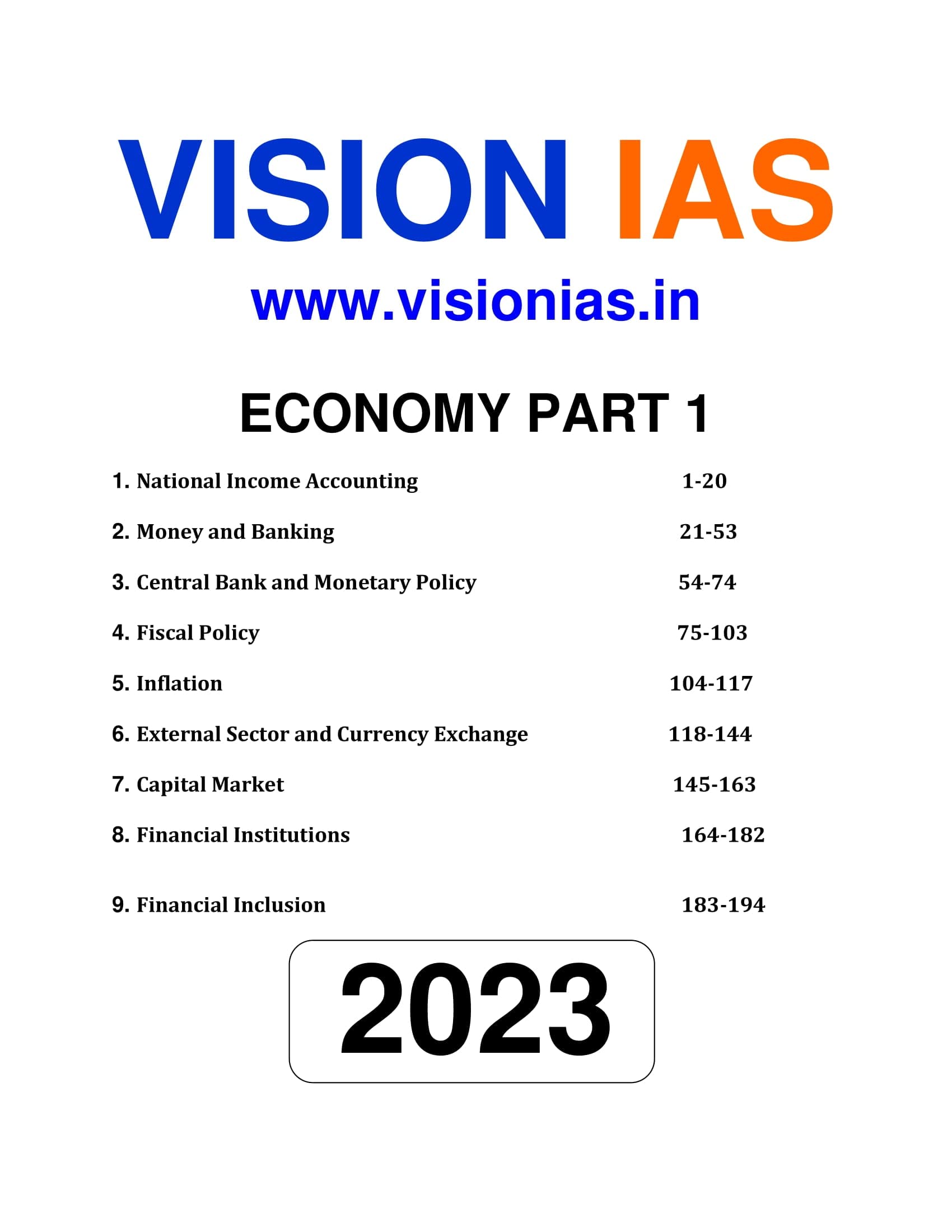 Buy Vision IAS Economy General Studies Printed Notes English Medium Set ...