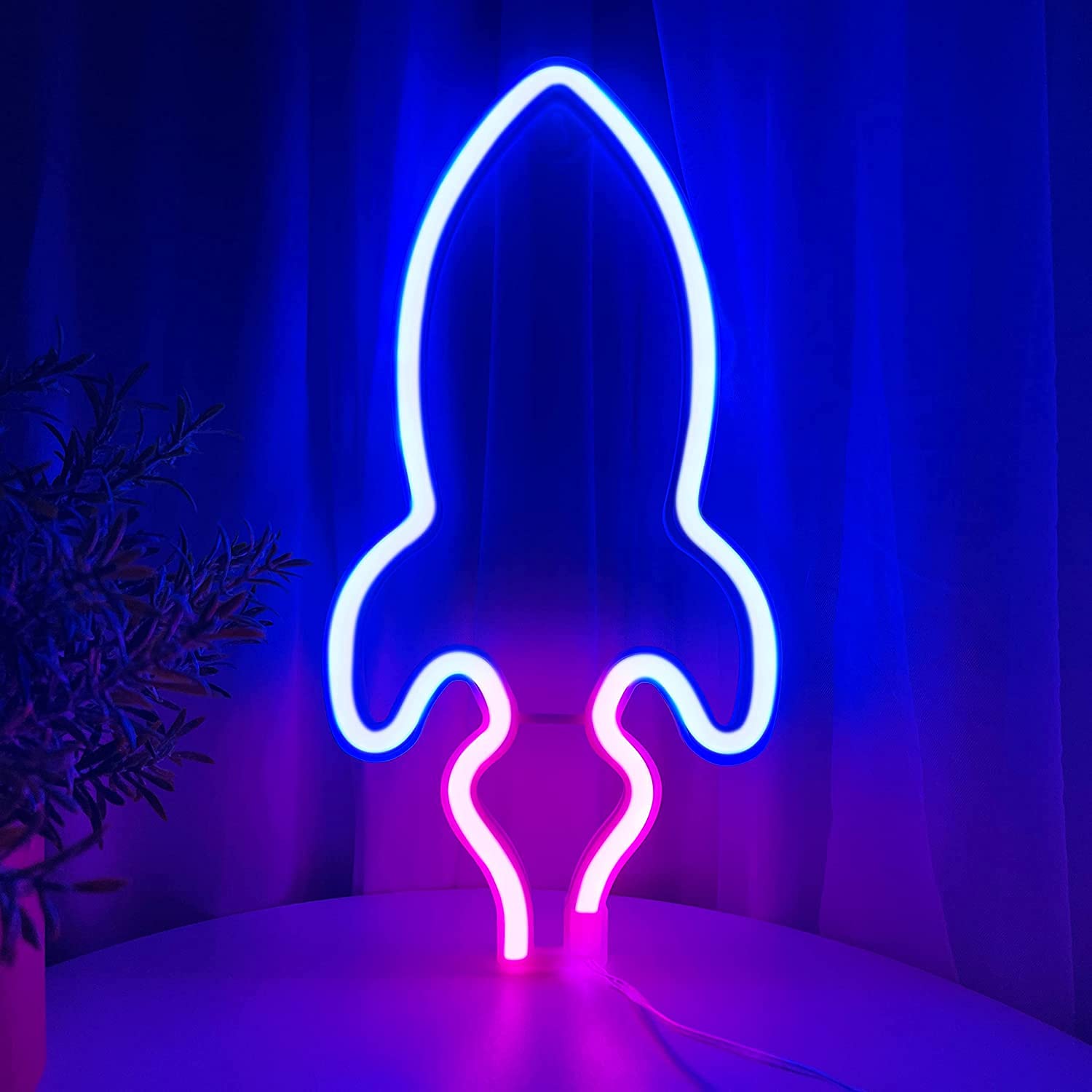 Buy U-HOOME Neon Signs Rocket Led Neon Lights for Wall Decor USB ...