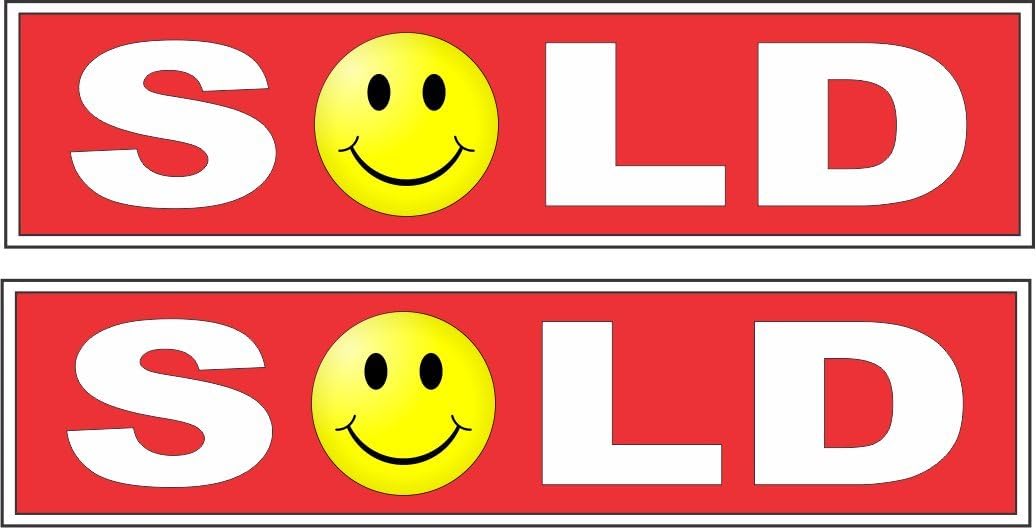 Amazon.com : 2-6x24 Sold Happy Face Real Estate Rider Signs Red ...
