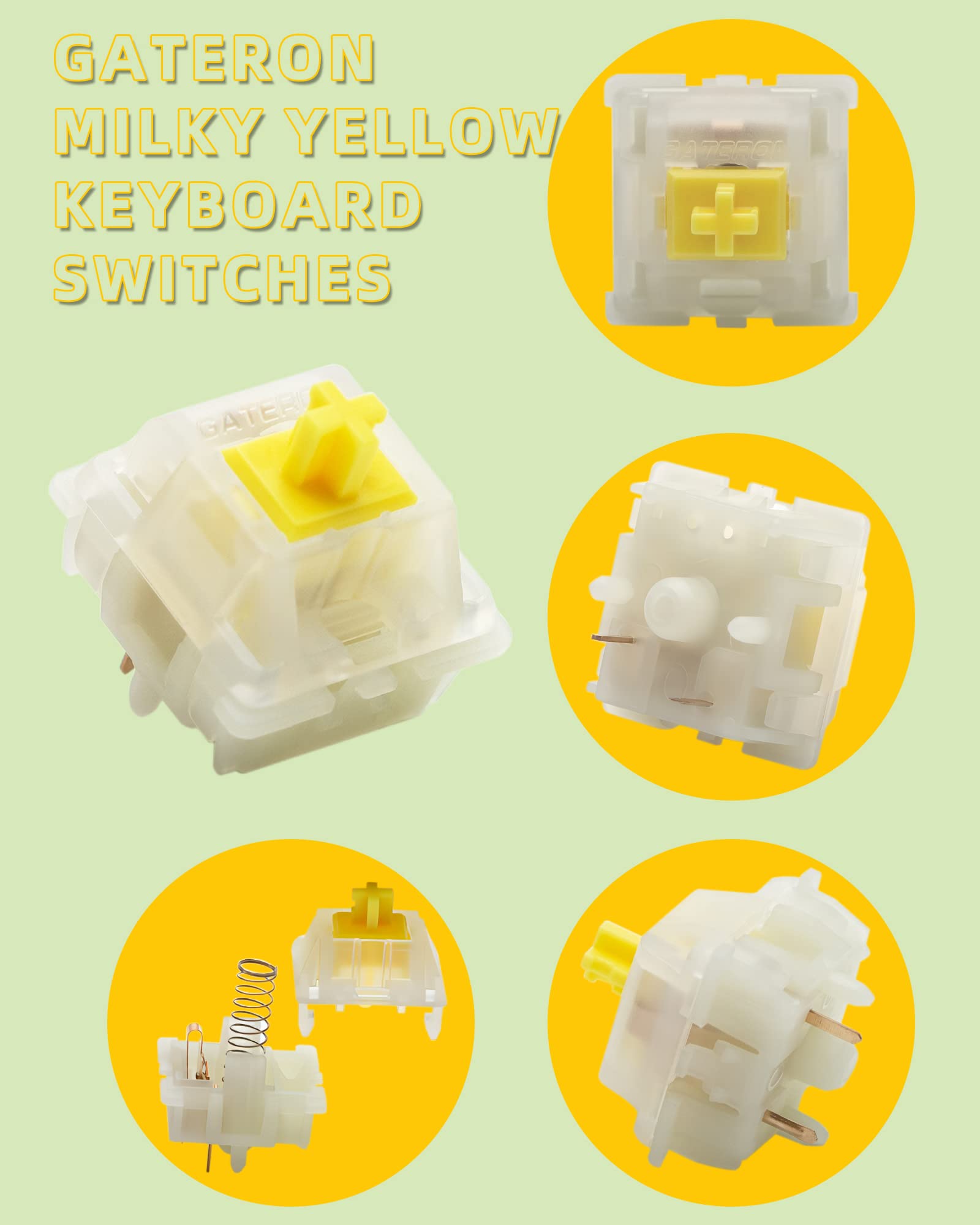 Snapklik.com : Tugeta Gateron Milky Yellow Switches For Mechanical ...