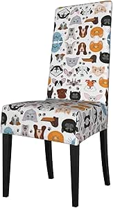 LJABCVNN Cartoon Cat And Dog Print Chair Covers For Dining Room Chair ...