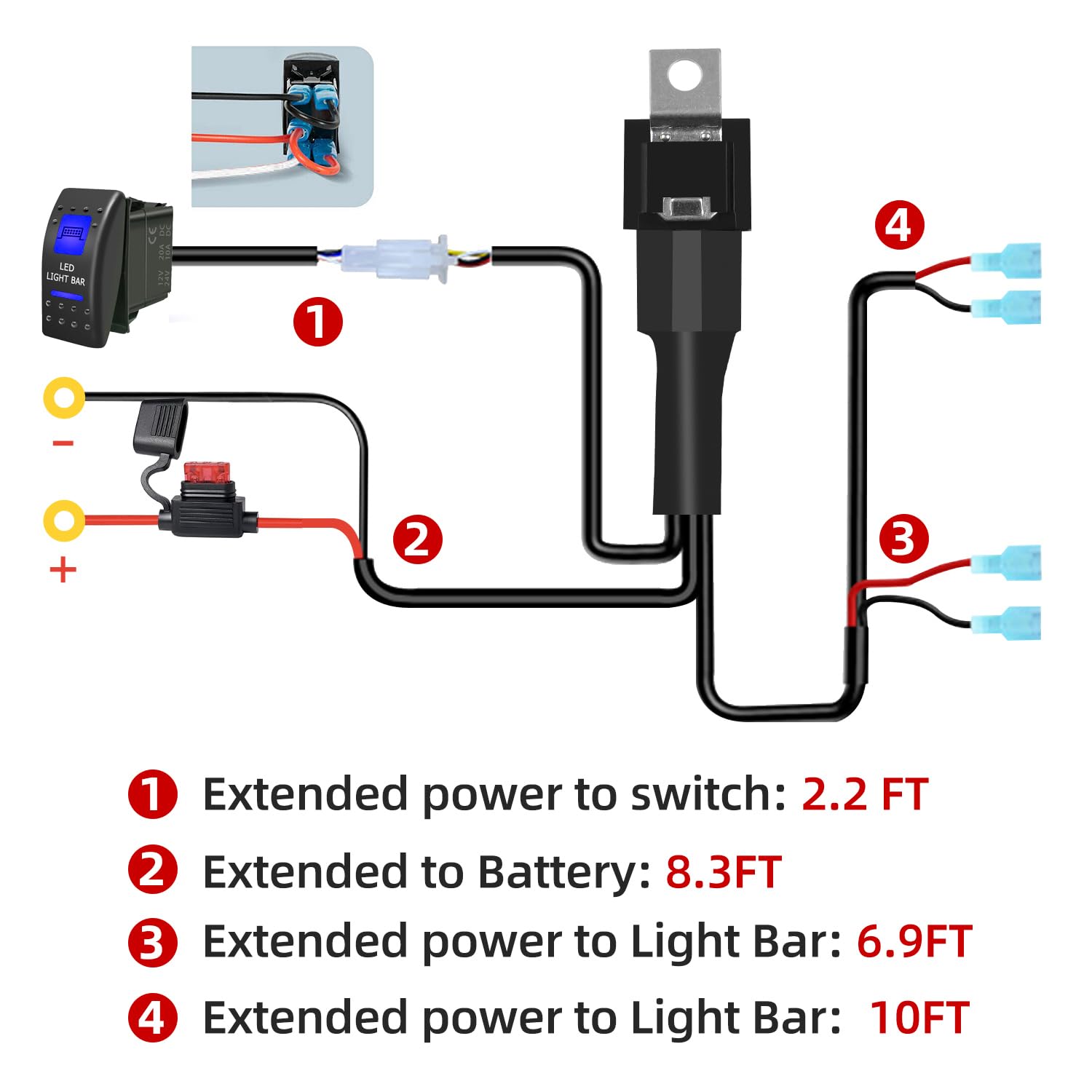Snapklik.com : FXC LED Light Bar Wiring Harness Kit 16 AWG Heavy Duty ...