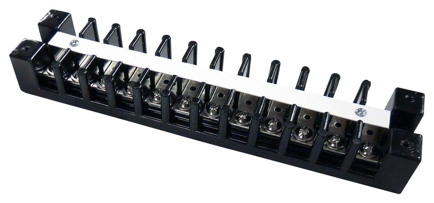 Panel Mount Barrier Terminal Block, 2 Row, 12 Positions, 22 AWG, 10 AWG ...