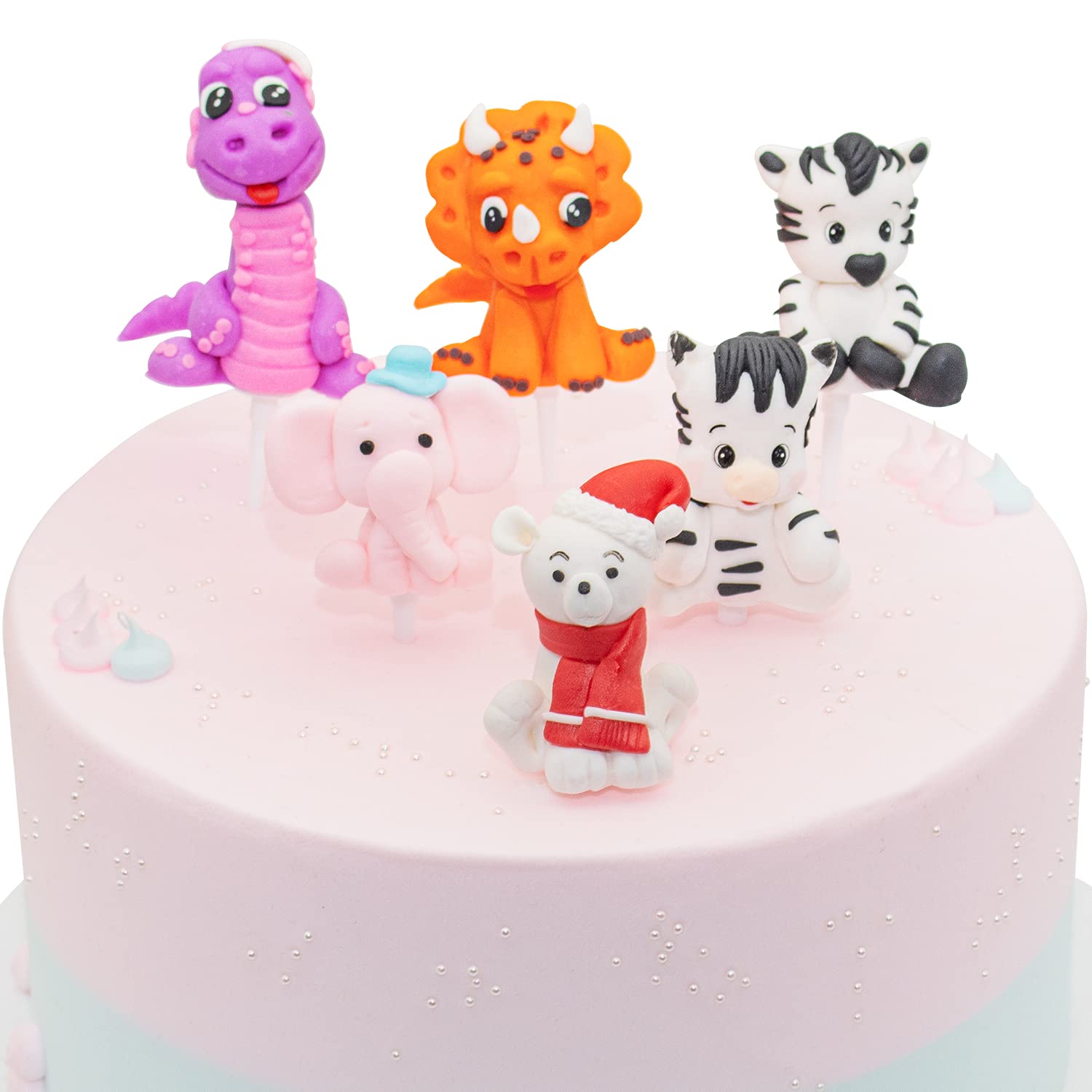 Buy 6 Pcs Dinosaur Zebra Elephant Cow Red Riding Hood Bear Cake Topper ...