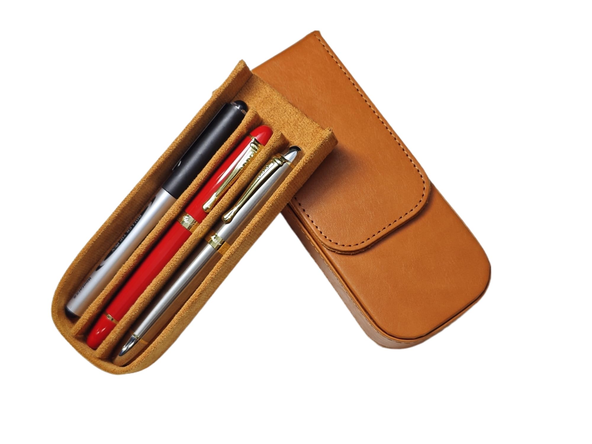 Amazon.com: 3Slots Leather Fountain Pen Case Collector Organizer ...