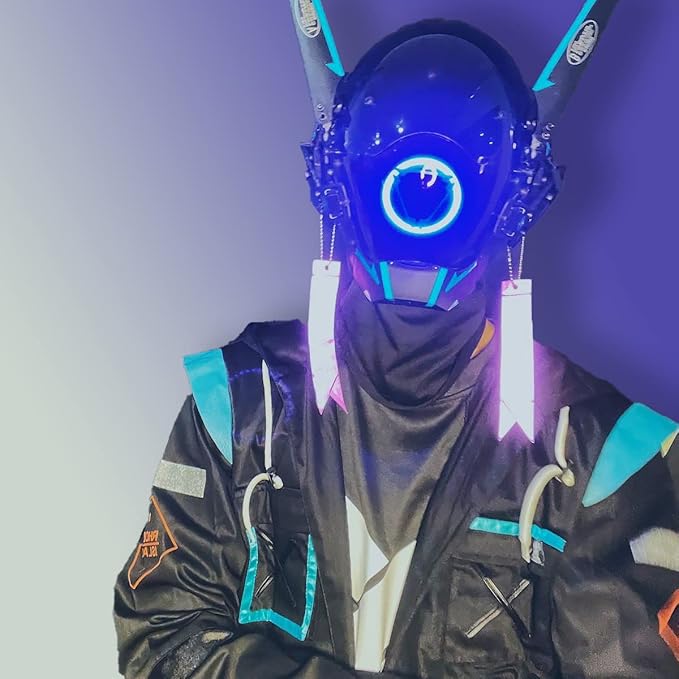 Amazon.com: Cyberpunk Cosplay Costumes, LED Mask Cyber Punk Helmet for ...