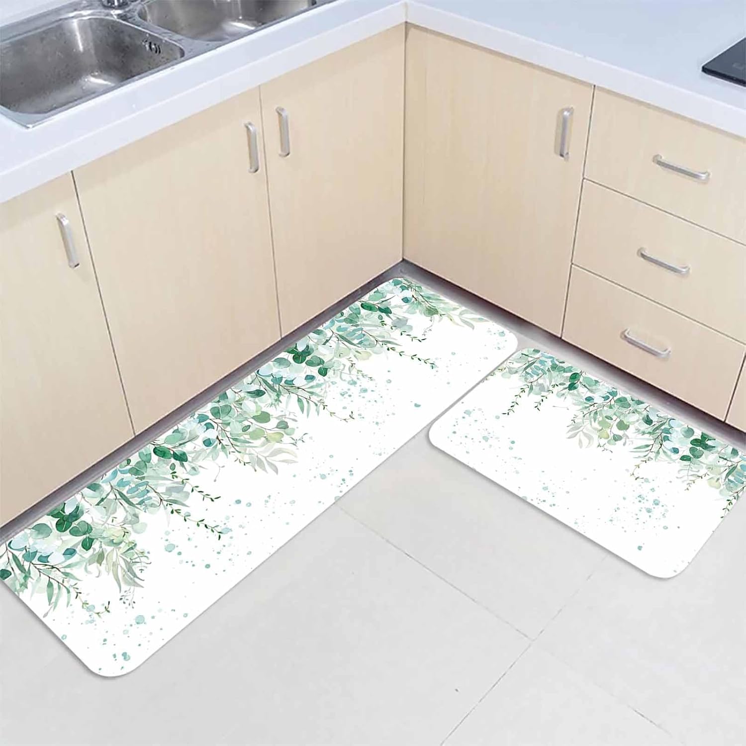 Amazon.com: Farmhouse Style Kitchen Rugs - Spring Rustic Green ...