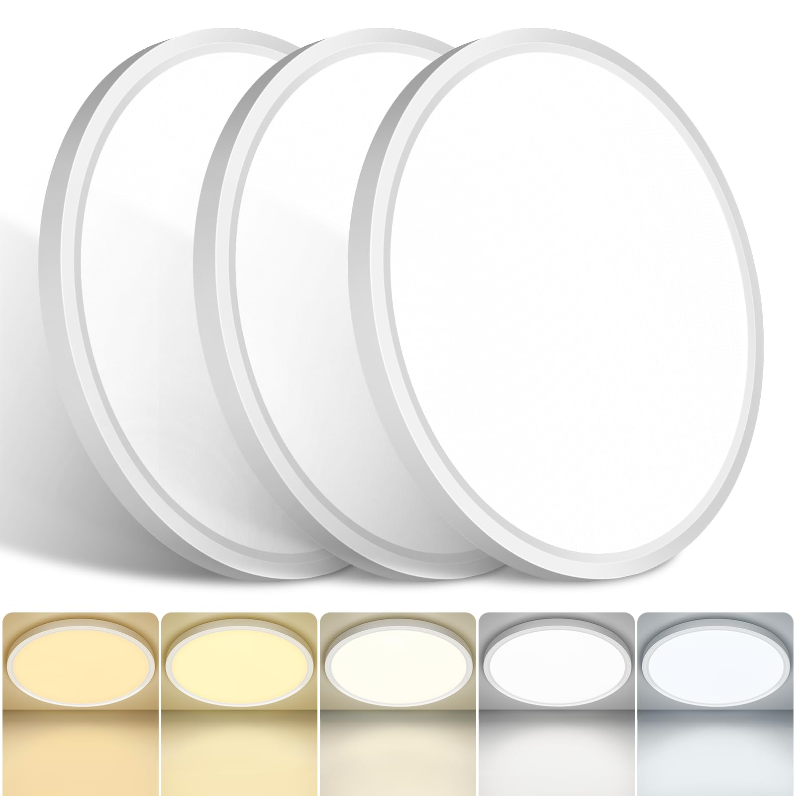 DEEPLITE Ceiling Light Flush Mount, 9 Inch 18W 1800LM 5CCT Adjustable ...