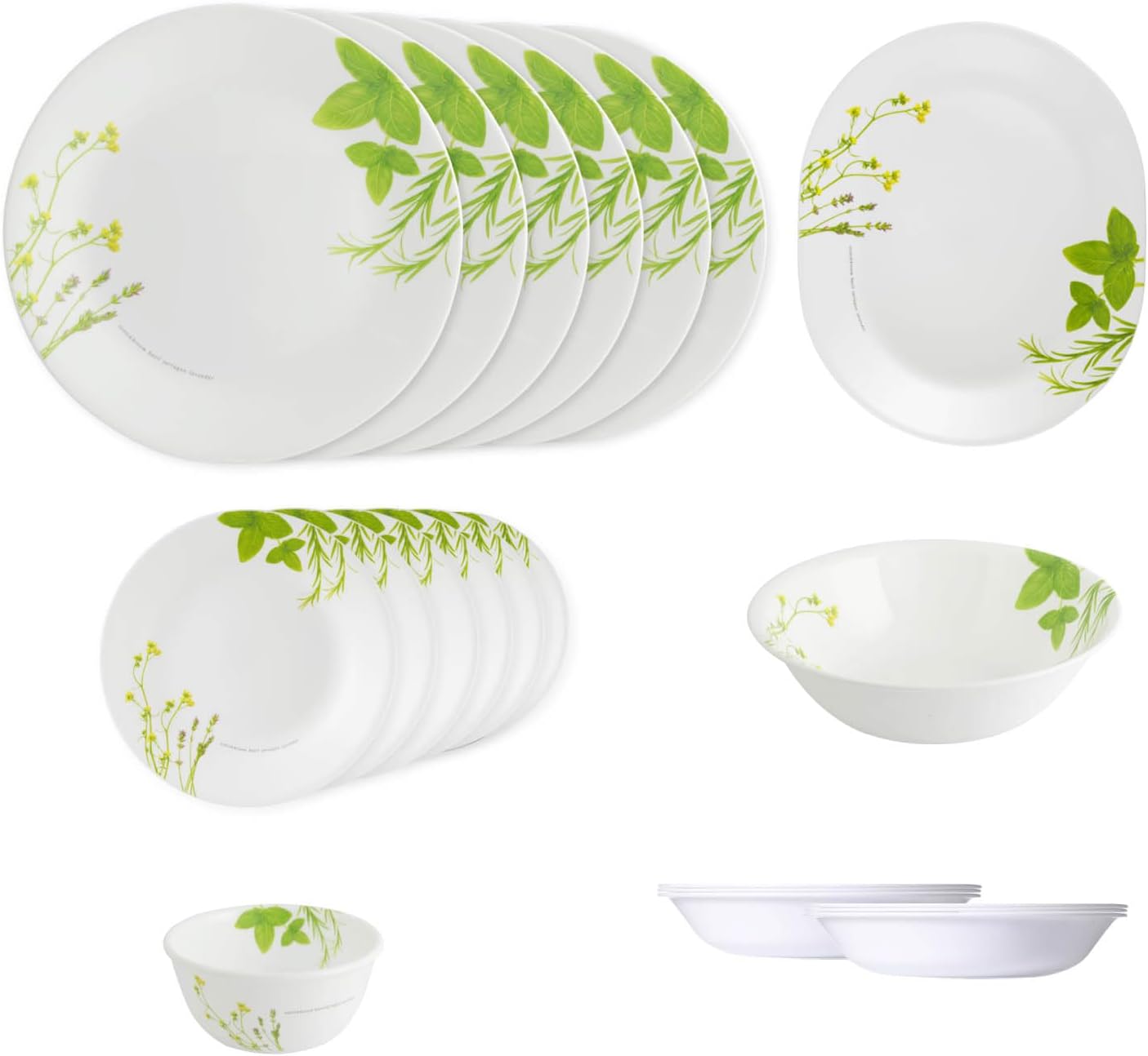 Amazon.com | Corelle 21 Pc Dinner Set - European Herbs (Vitrelle Glass ...