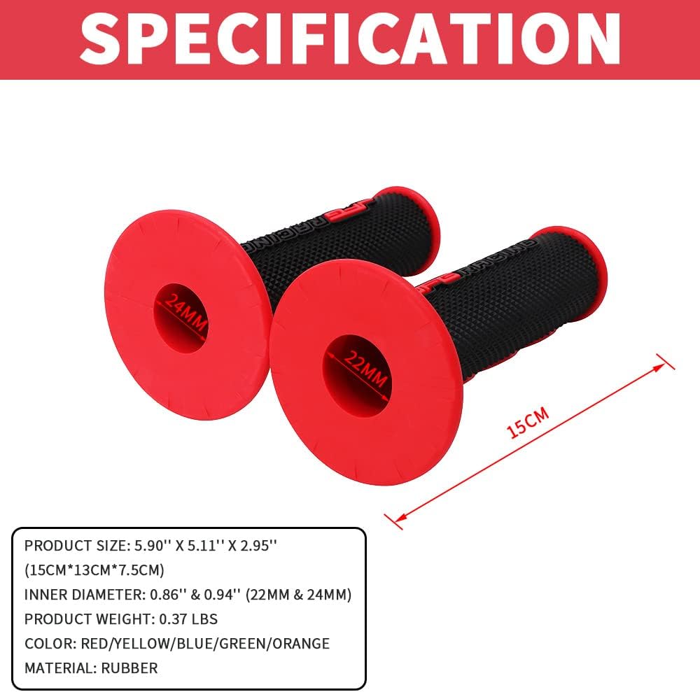 JFG RACING Dirt Bike Handlebar Grips + Pad 7.87» Motorcycle Cross Bar ...