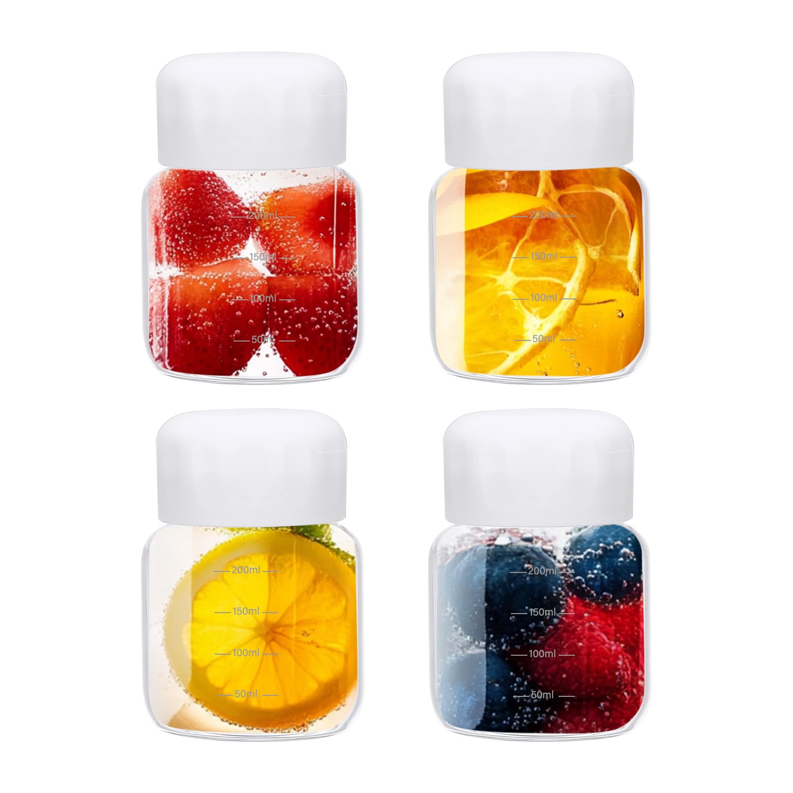 Amazon.com: PATIKIL Small Juice Glass Bottles with Lids, 4 Pcs 10 Ounce ...