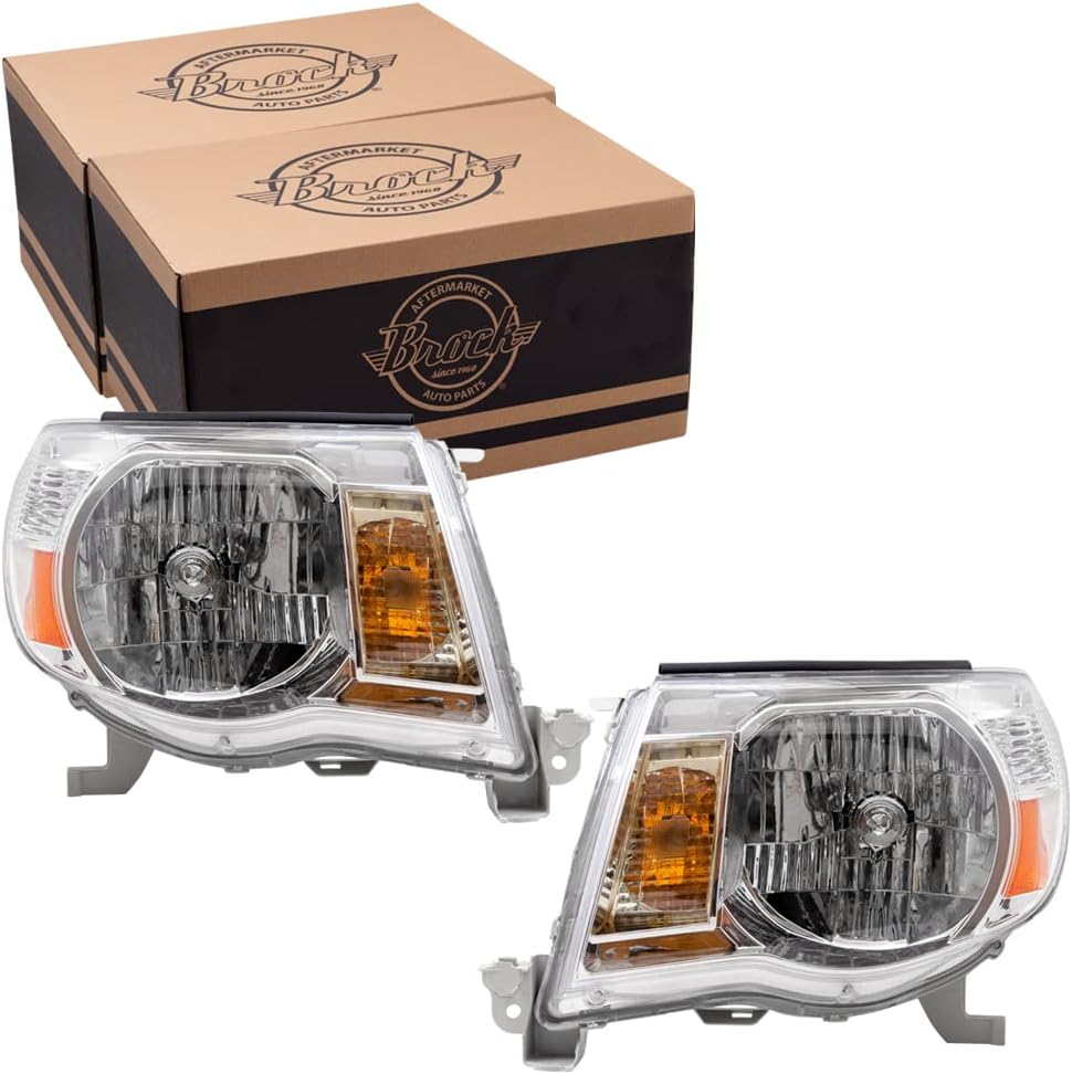 Brock Replacement Driver and Passenger Headlights Headlamps with Bright ...