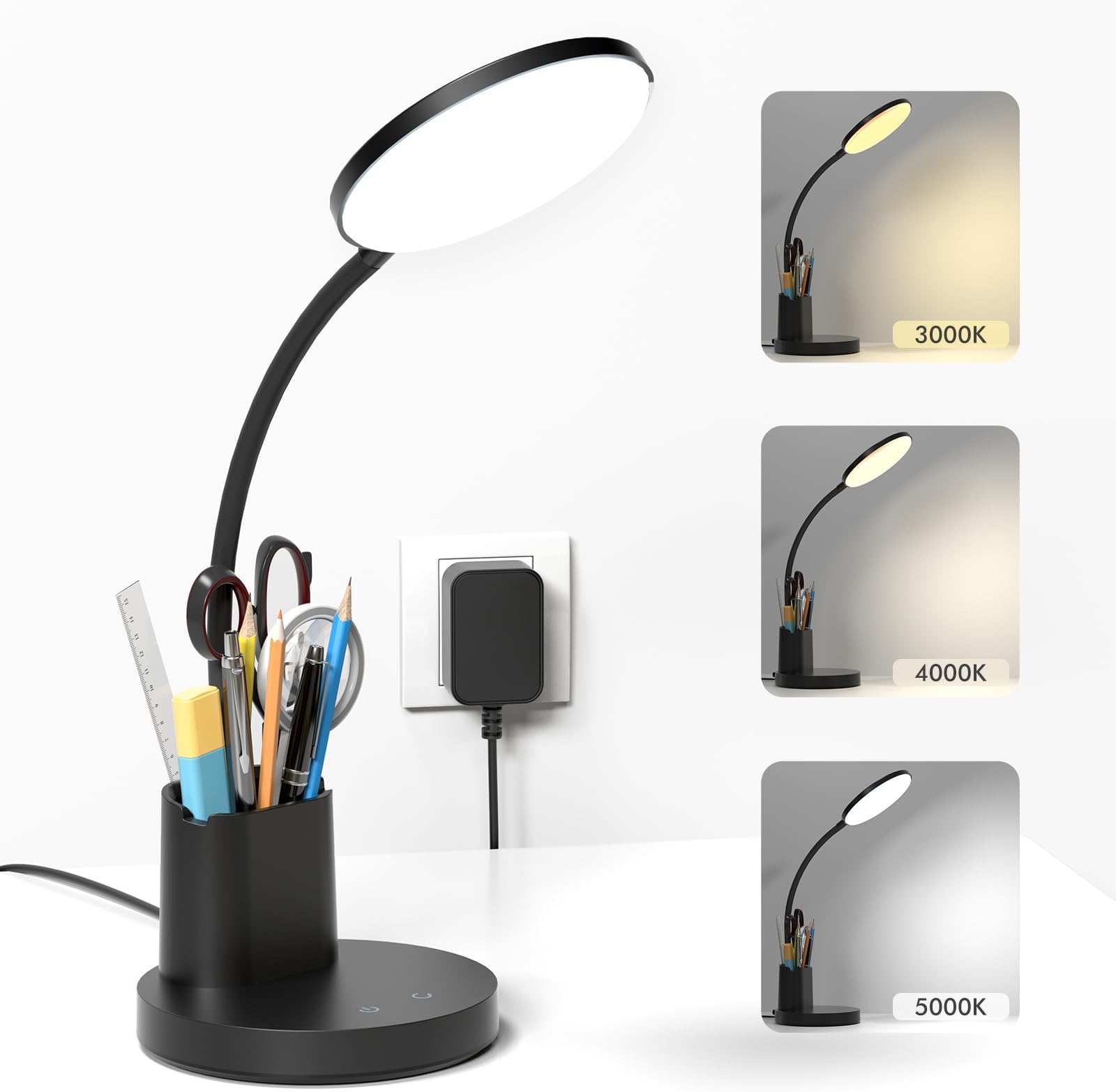 Uniwit Desk Lamp for Kids Sunflower LED Charging Table Lamp Support Eye ...