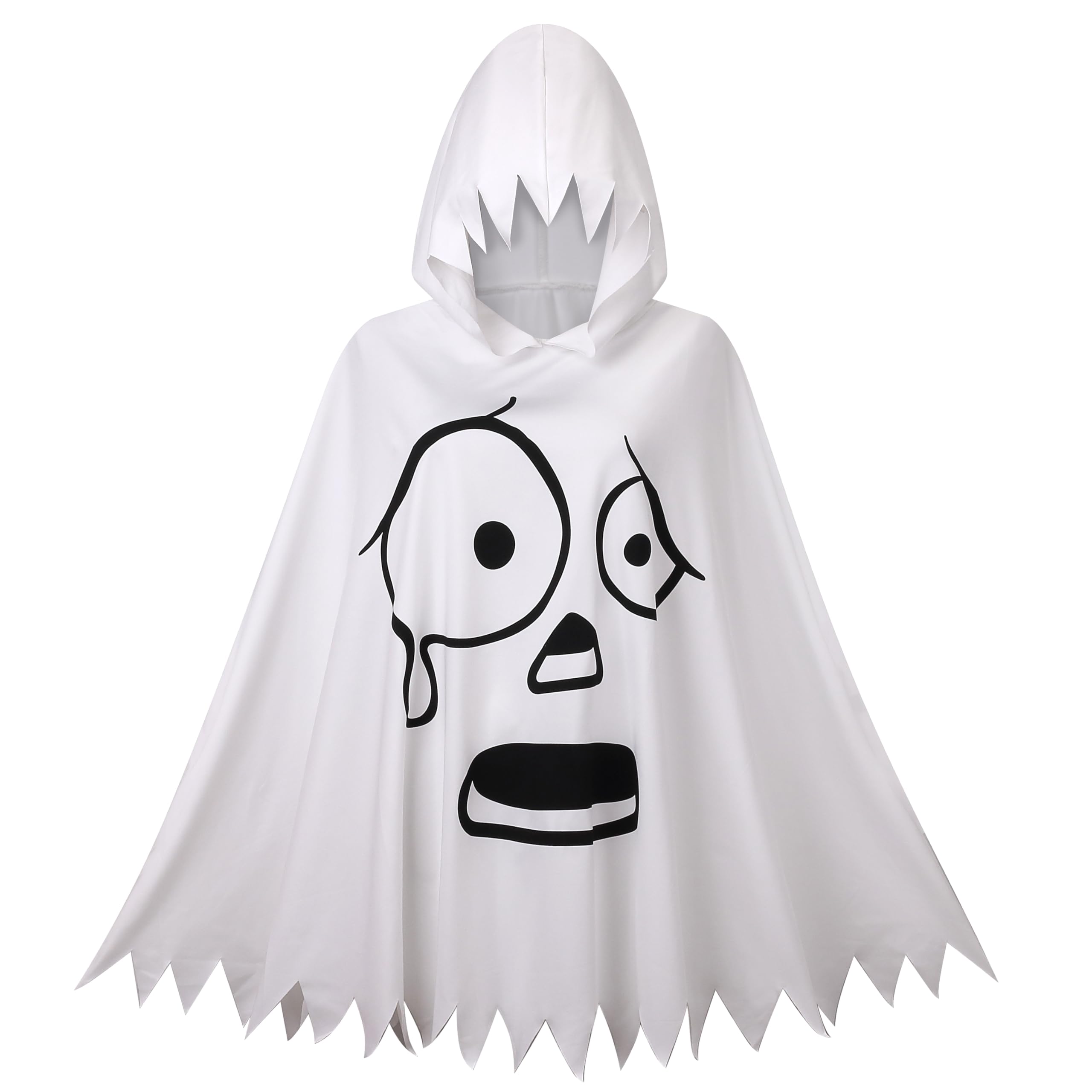 Amazon.com: White Hooded Ghost Poncho Costume Halloween Cloak Elf Cape ...