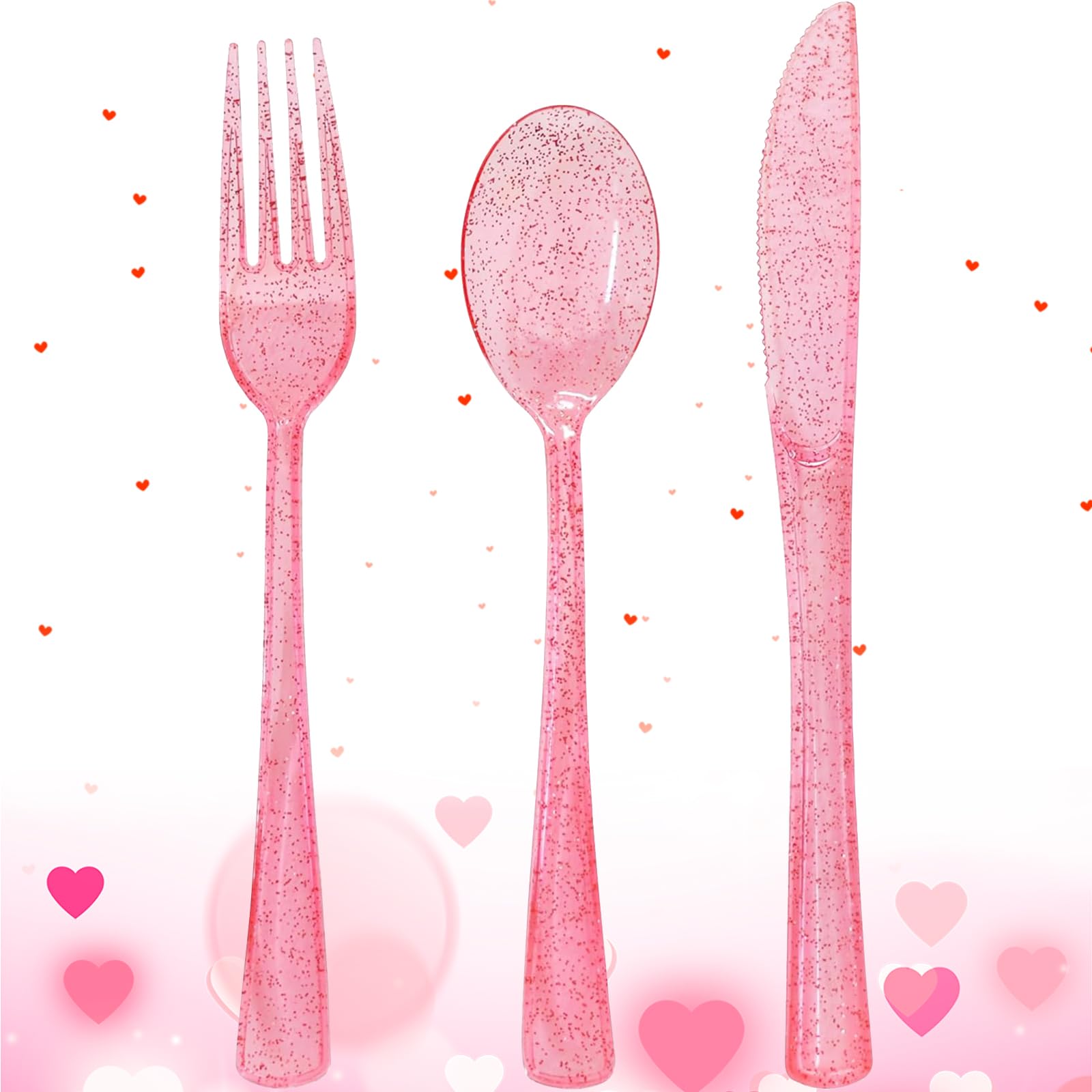Amazon.com: joy akkess 150 Pack Plastic Silverware, Plastic Utensils Set, Pink Plastic ...