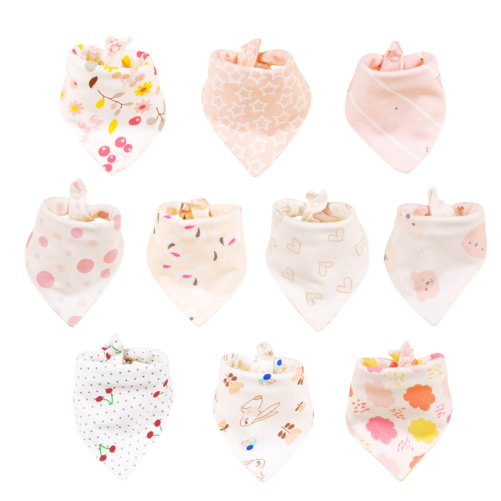 DMSELL 10 Pack Baby Bandana Dribble Bibs for Girls, Drool Bibs with ...