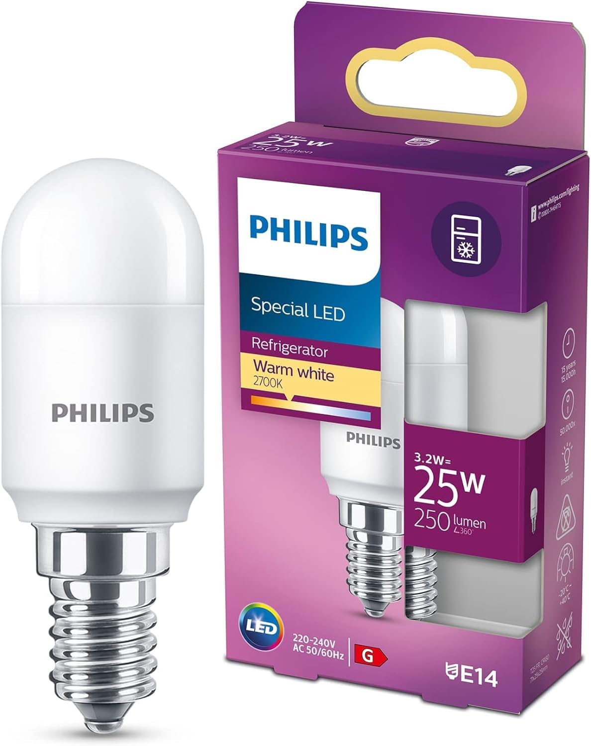 Philips LED E14 Small Edison Screw Mini Globe Light Bulb, 5.W (40 W ...