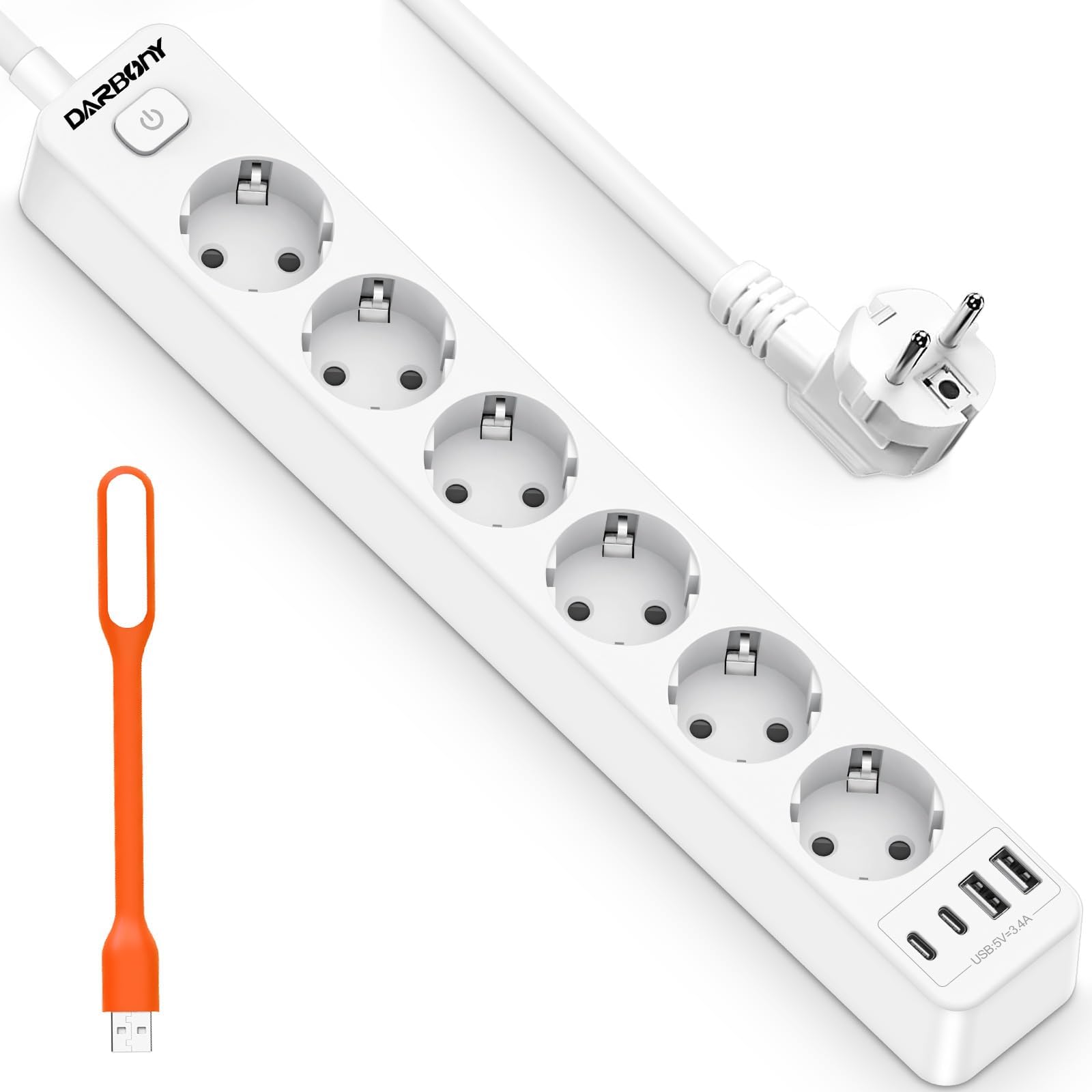 Steckdosenleiste mit 4 USB,6 Fach Mehrfachsteckdose mit Schalter ...