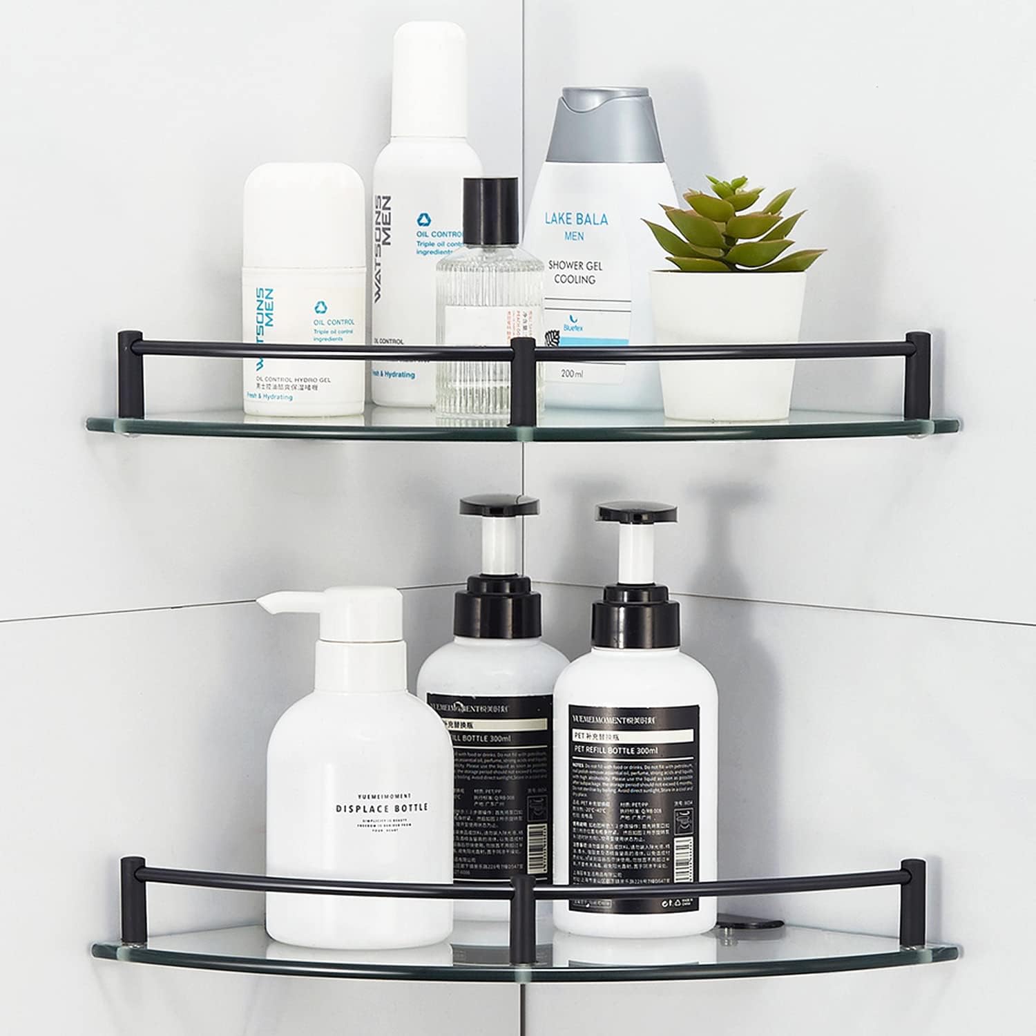 Amazon.com: Halyuhn 2 Tier Stainless Steel Bathroom Shelf wtih Tempered ...