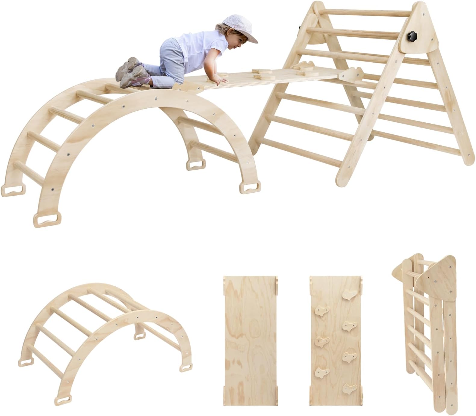 Amazon.com: Toddler Climbing Toys Indoor, Foldable Pikler Triangle Set ...