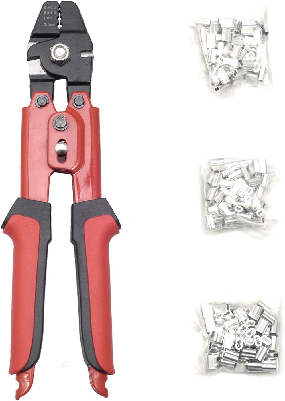 Wire Rope Crimping Swaging Tool Cable Crimps up to 2.2mm with 160pcs ...