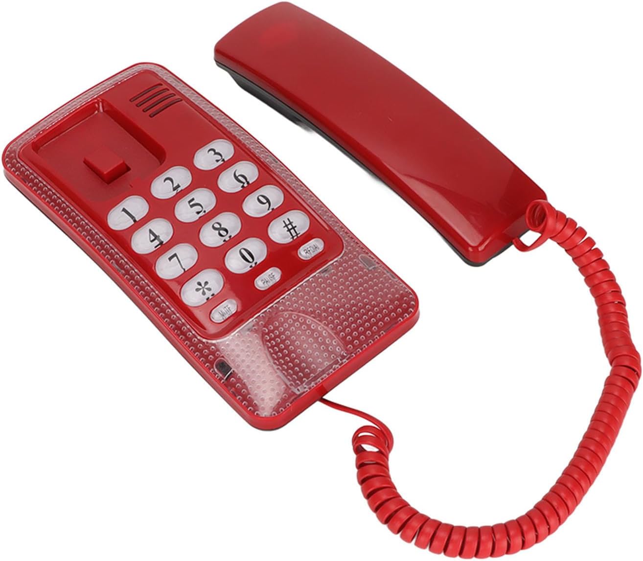 Amazon | KXT 438 リダイヤル、ミュート機能、ホーム オフィス用クイック フラッシュを備えた壁掛け家庭用電話機コード付き電話機 (赤) | Jectse | 電話機本体