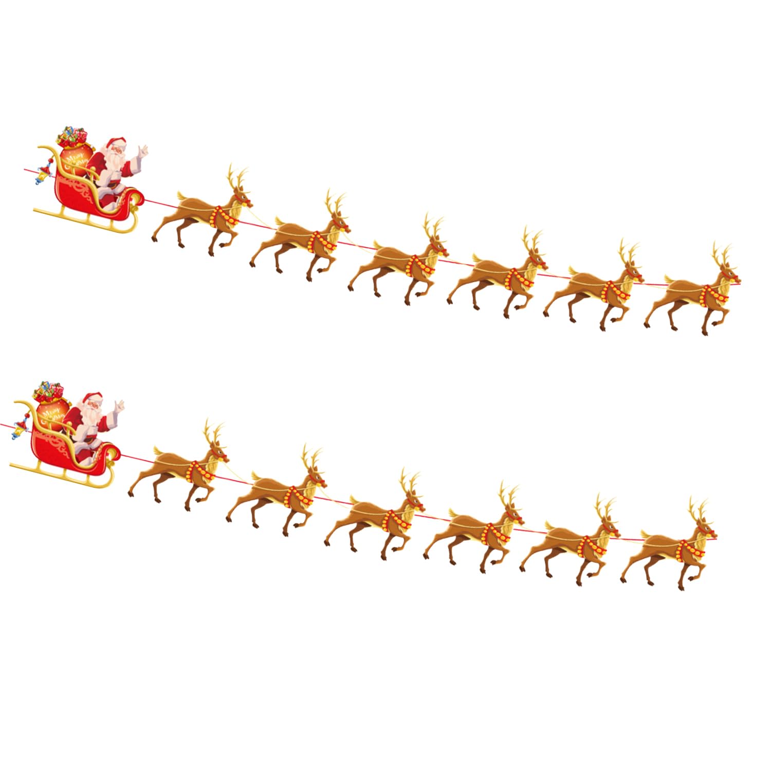 MEISH 2 Pieces Christmas Reindeer Bunting Santa Sleigh Banners Santa ...