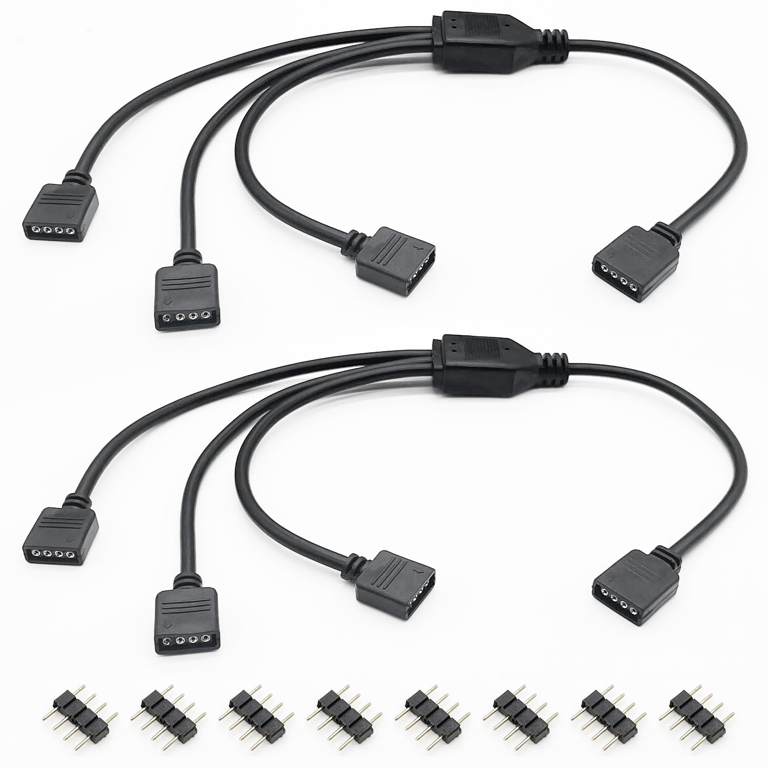 Amazon.com: (Pack of 2) 1-to-3 LED Splitter Cable, 4-Pins RGB LED Strip ...