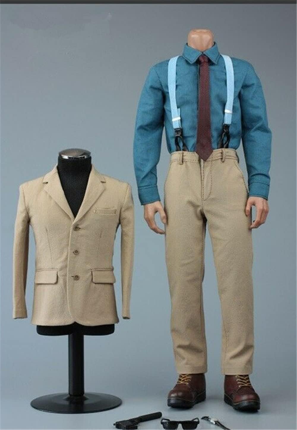 Amazon.com: Generic 1/6 Scale Male Action Figure Suit Coat Pant Costume ...