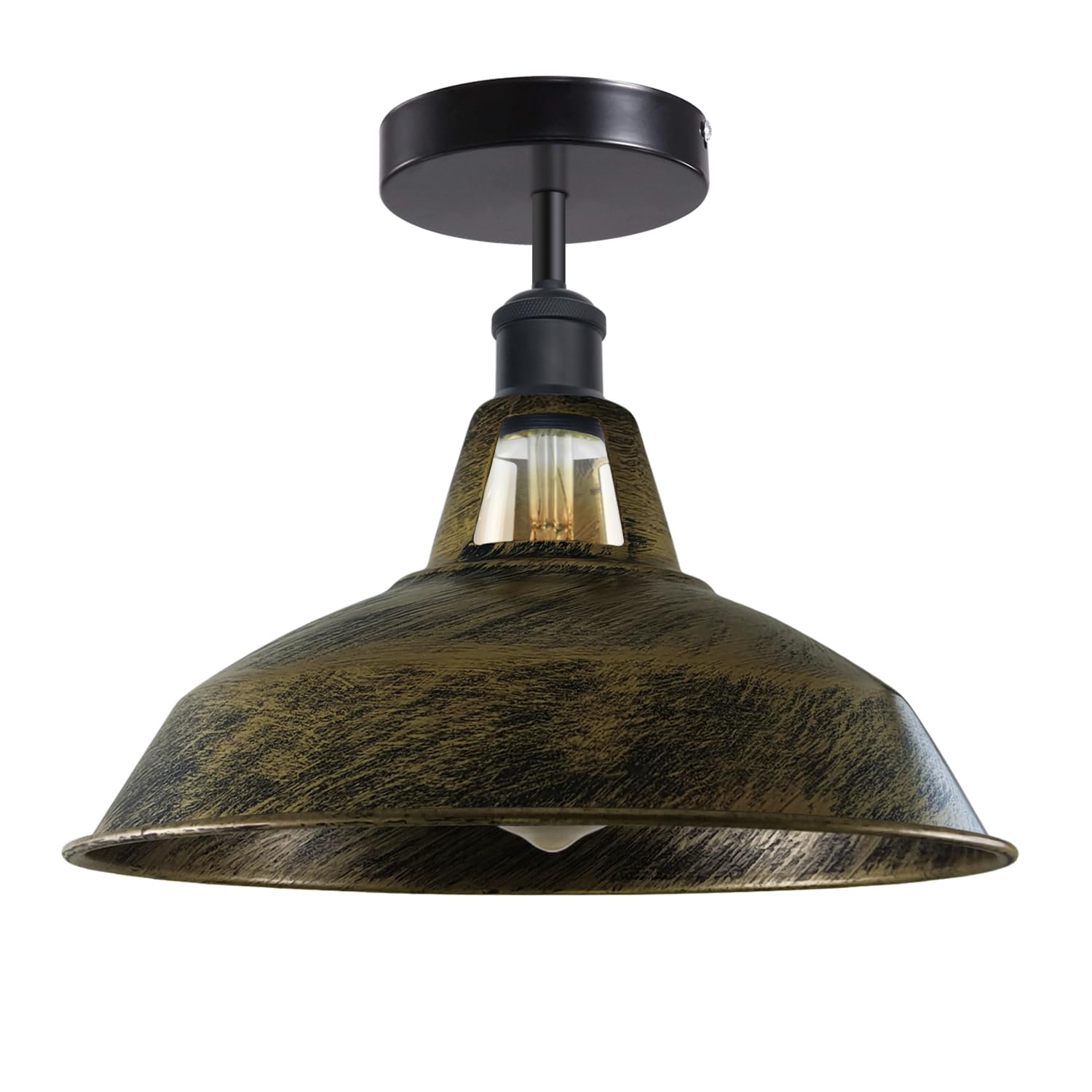 Industrial Semi Flush Mount Ceiling Light Clear Metal Pendant Cone Lamp ...